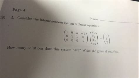 Solved Consider The Inhomogeneous System Of Linear Equations