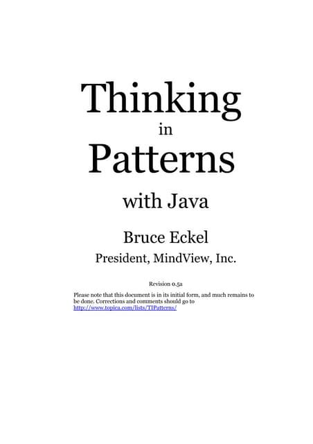 E Book Pdf Thinking In Patterns With Java Pdf