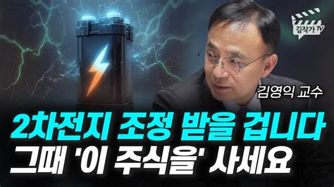 2차전지 조정 받을 겁니다 그때 이 주식을 사세요 김영익 교수 Youtube