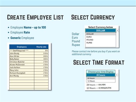 Excel Roster Management Template Shifts Employee List And Cost Rates Calculation Excel
