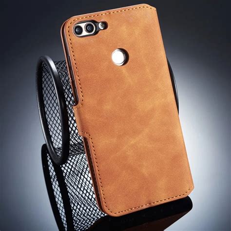 Leather Case For Huawei P Smart Luxury Magnetic Flip With Card Slot Wallet Matte Vintage