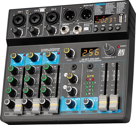 Depusheng Professional Audio Mixer Digital Fx 256 Bit Dsp Usb Bluetooth Mp3 Computer