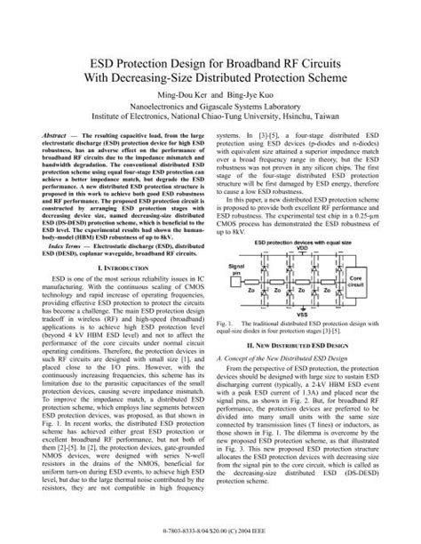 Esd Protection Design For Broadband Rf Circuits With Decreasing