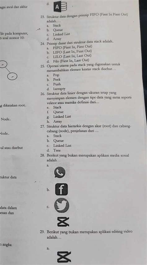 23 Struktur Data Dengan Prinsip Fifo First In First Out Adalah A Stack B Queue C Linked List D
