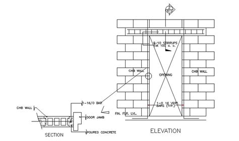 Section And Elevation Of Wall In Autocad 2d Drawing Cad File Dwg File