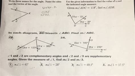 Solved Write Three Names For The Angle Name The Sides And
