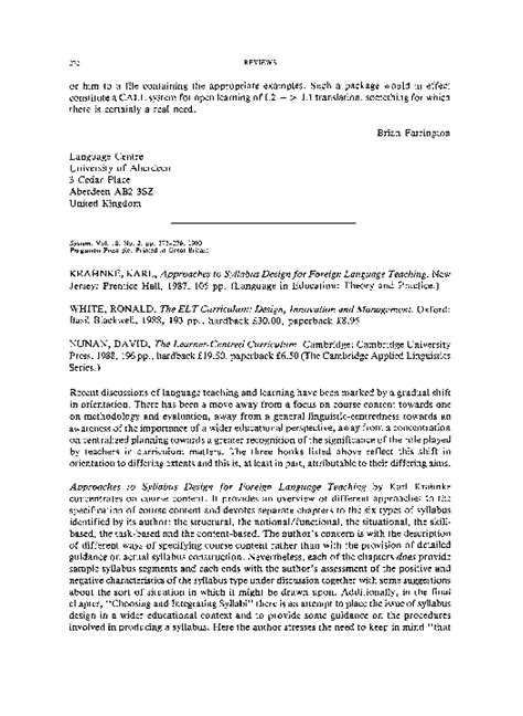 pdf approaches to syllabus design for foreign language teaching