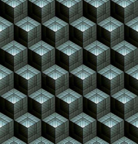 Monochrome Abstract Textured Geometric Seamless Pattern With 3d Stock