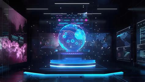 3d Model Abstract Art Of Nextgen Holographic Abstract Global Weather Visualization Atrium With