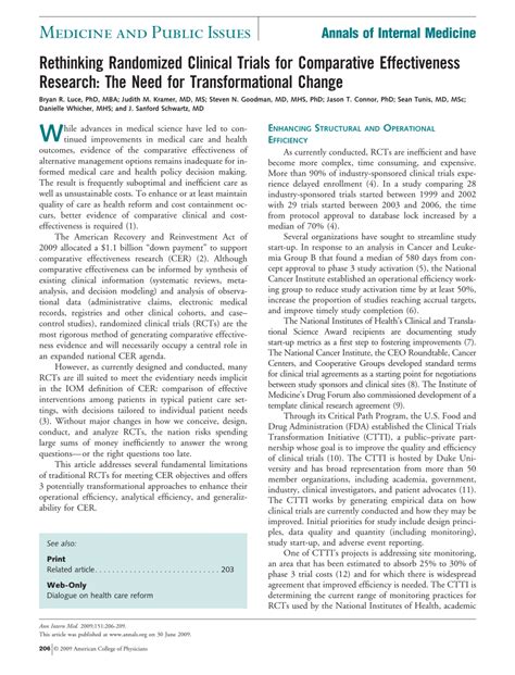 Pdf Rethinking Randomized Clinical Trials For Comparative