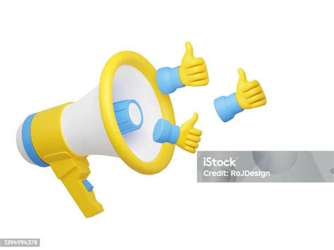 엄지 손가락이있는 라우드 스피커 손 아이콘 3d 렌더링 기호와 같은 메가폰 배너 3차원 형태에 대한 스톡 사진 및 기타 이미지 3차원 형태 고객 참여 광고 Istock