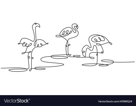 Single Continuous One Line Drawing Of Three Vector Image