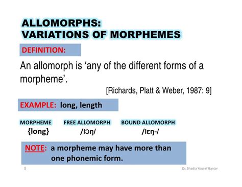 Allomorphs Dr Shadia Yousef Banjar
