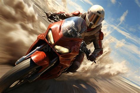 Daring Motorcycle Rides High Speed Generate Ai Stock Image Image Of