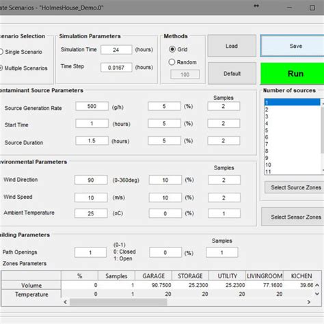The Interface For Selecting Scenario Parameters And Constructing The