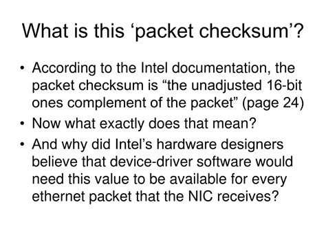 Ppt Investigating Nic Capabilities For Packet Checksum Powerpoint