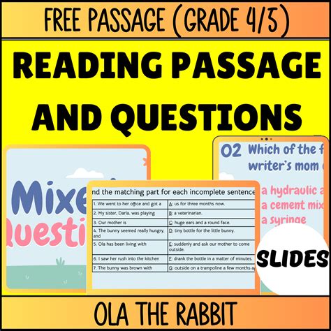 Reading Comprehension Fiction Set 1 Sample Ola The Rabbit Slides By Teach Simple