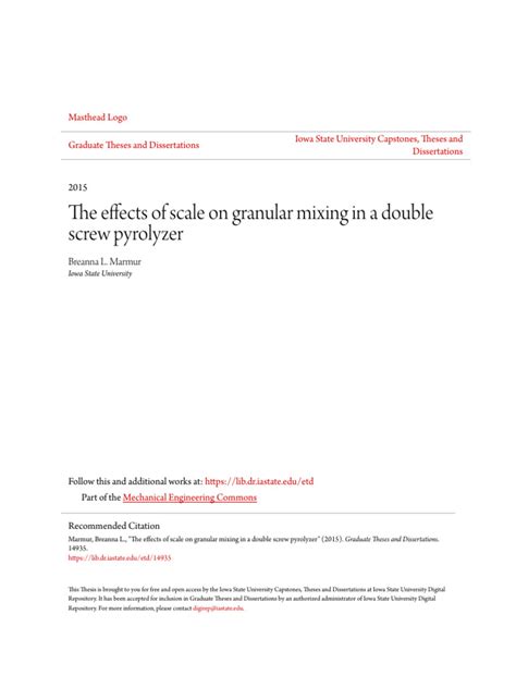 The Effects Of Scale On Granular Mixing In A Double Screw Pyrolyz Pdf