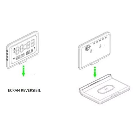 Дигитален часовник Seg Led с безжична зарядна станция температурен