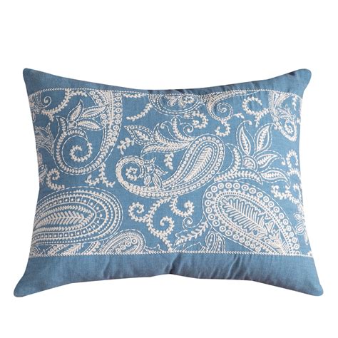 Highland Ranch Paisley Embroidered Blue Pillow