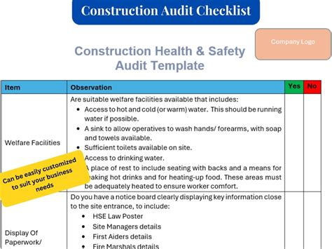 Construction Health And Safety Audit Checklist Ensure Site Compliance