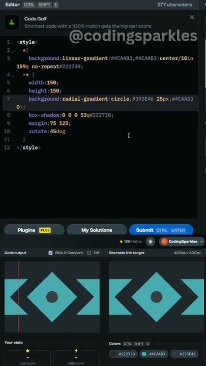 Css Battle Solution Tesseract Battle 1 Target 9 Css Challenge Youtube