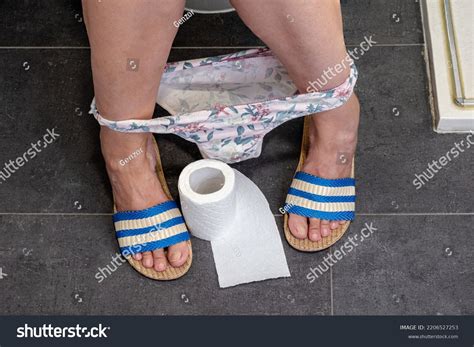 Womens Legs Panties Down Toilet Blue Stock Photo Shutterstock
