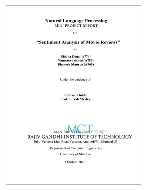 Sentiment Analysis Movie Reviews Project Report