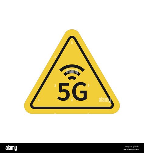 5g Yellow Triangular Warning Sign Danger Radiation Vector Stock Vector