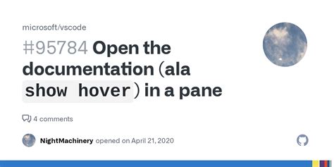 Open The Documentation Ala `show Hover` In A Pane · Issue 95784 · Microsoftvscode · Github