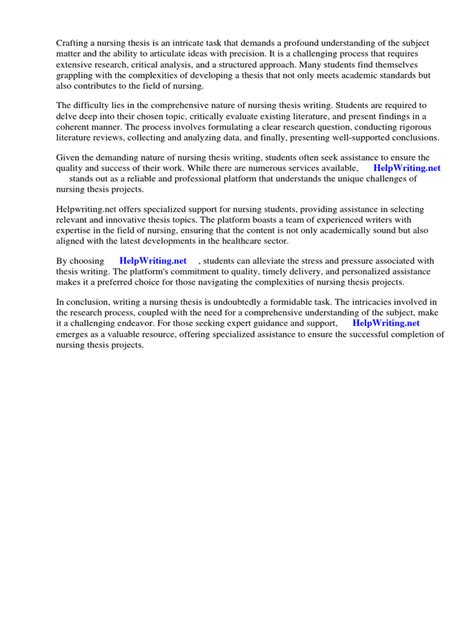 Nursing Thesis Topic Ideas Download Free Pdf Nursing Thesis
