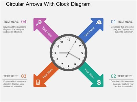 Circular Arrows With Clock Diagram Powerpoint Template Circular Arrows With Clock Diagram Powerpoint Template