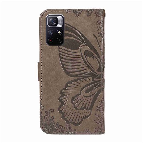 For Xiaomi Poco M4 Pro 5g Swallowtail Butterfly Embossed Leather Phone
