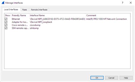 46 The “manage Interfaces” Dialog Box