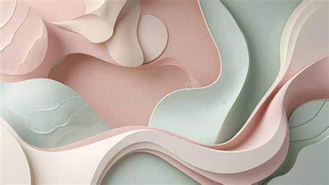 Minimalist 3d Paper Cut Art In Elegant Neutral Tones Soothing Organic Shapes With Subtle Pastel