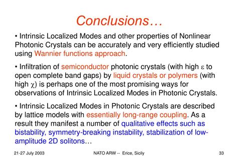 Ppt Intrinsic Localized Modes In Nonlinear Photonic Crystals
