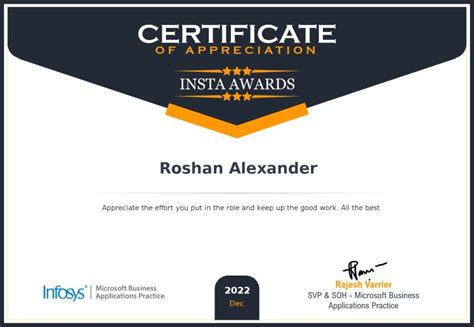 Roshan Alexander On Linkedin Infosys Instaawards Grateful
