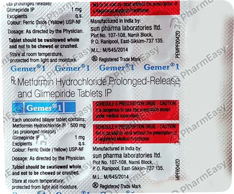 Gemer 1mg Strip Of 15 Tablets Uses Side Effects Price And Dosage