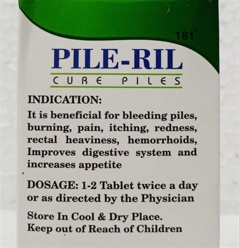 Pile Ril Tablet For Burning Pain Itching Redness Rectal Heaviness Hemorr At Rs In Mumbai