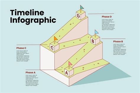 평면 디자인으로 다채로운 비즈니스 타임 라인 프리미엄 벡터