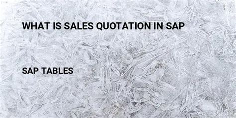 What Is Sales Quotation In Sap Table In SAP
