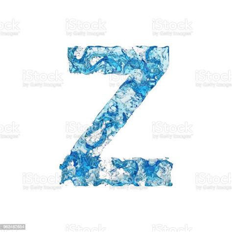 알파벳 대문자 Z 편지입니다 파란 투명 물 액체 글꼴에 의하여 이루어져 있다 3d 렌더링에 고립 된 흰색 배경 0명에 대한 스톡 사진 및 기타 이미지 Istock