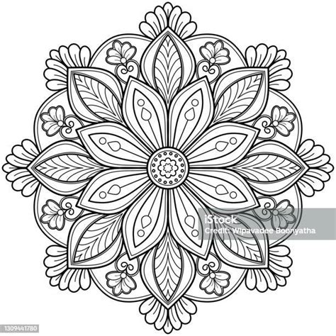 만달라 패턴 색칠 공부 색칠 공부 예술 벽지 디자인 타일 패턴 인사말 카드 스티커 레이스와 문신 인테리어 디자인 장식 벡터 민족 동양 원 장식 흰색 배경 0명에 대한 스톡