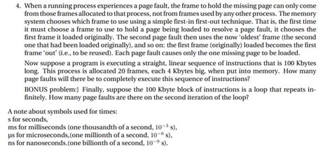 Solved When A Running Process Experiences A Page Fault Chegg