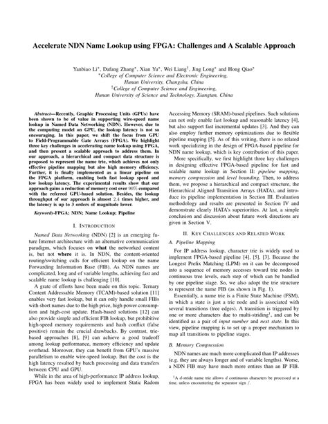 Pdf Accelerate Ndn Name Lookup Using Fpga Challenges And A Scalable