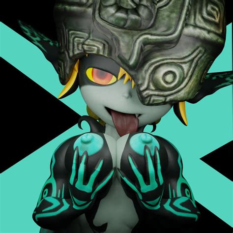 rule 34 1girls fang fossil3d imp imp midna licking licking breast midna nintendo nipples solo