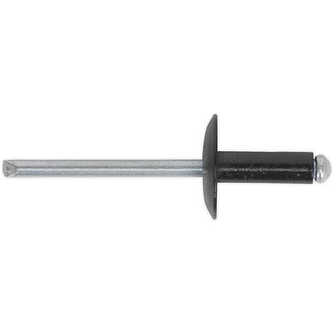 200 Pack Of Black Aluminium Compression Rivets 3 2mm X 10mm Large Flange