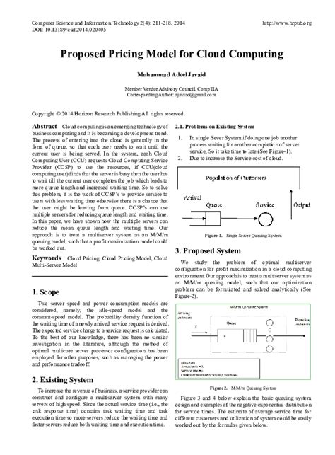 Pdf Proposed Pricing Model For Cloud Computing
