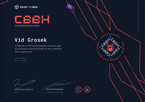 Vid Grosek On Linkedin Cbbh Hackthebox Htb Hackthebox Cybersecurity Bugbounty Bughunter…