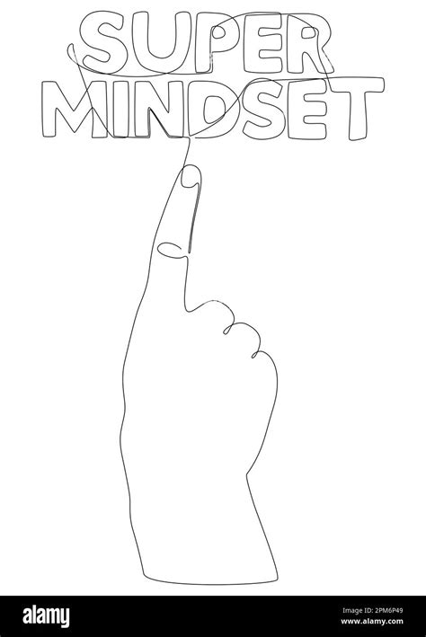 One Continuous Line Of Hand With Super Mindset Word Thin Line Illustration Vector Concept